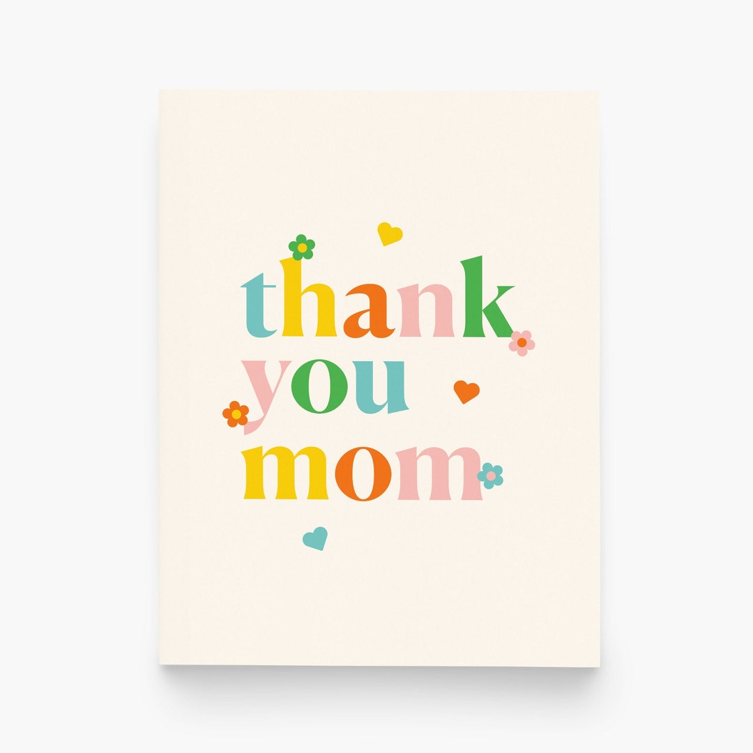 Thank You Mom Greeting Card - Perfect for Mother's Day, Birthday, or ...