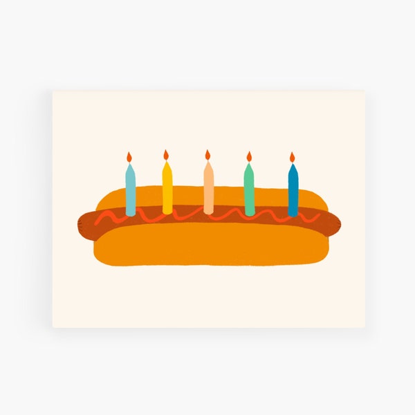 Hot Dog Happy Birthday Card - Etsy