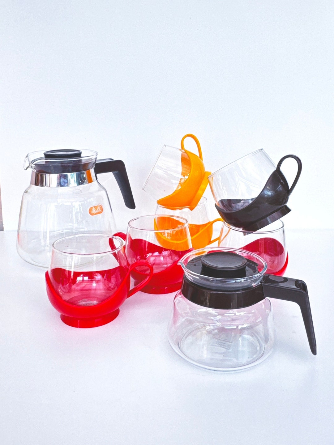 Original Vintage Melitta Coffee Kettle and Creamer Set With 6 Cups ...