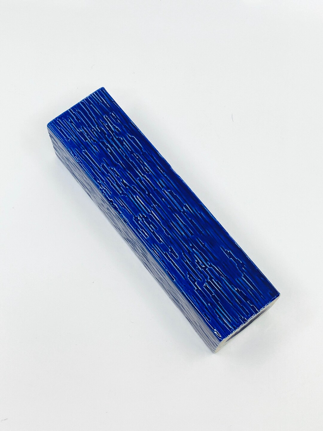 Textured Blue Modernist Rectangular Vase – Mid Century Swiss Porcelain ...