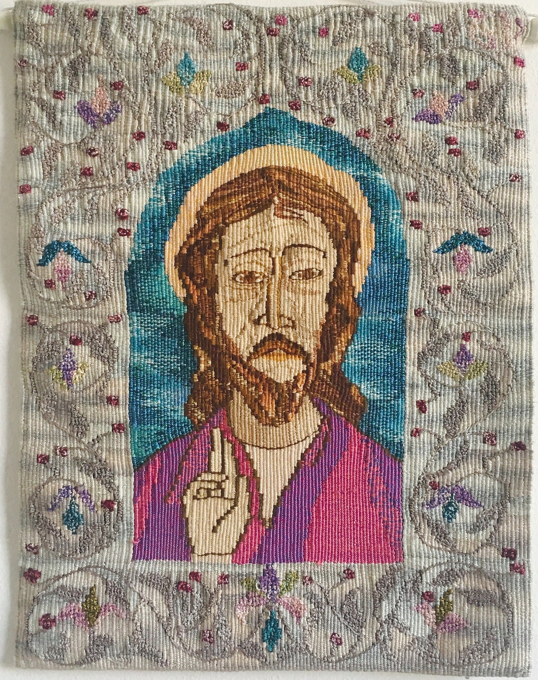Mid Century Modern "jesus" Tapestry, Gál Vera, Hungarian Woven Gobelin ...