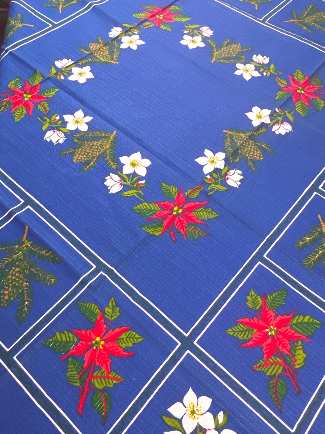 Vintage Scandinavian Christmas Tablecloth 90x90cm – Deadstock Cotton ...
