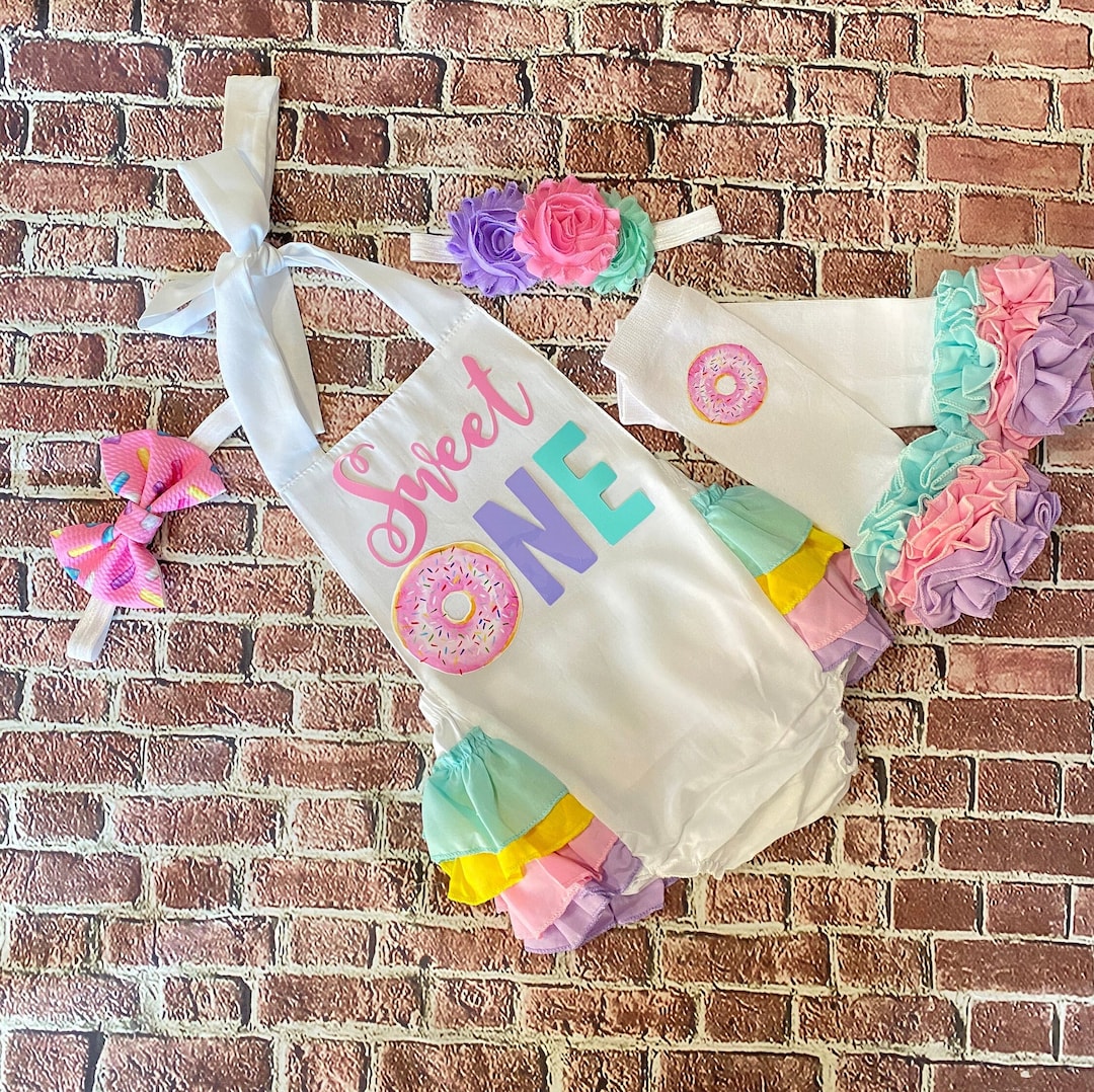 Girls Donut 1st Birthday Outfit- Donut Romper - Sweet One Donut Outfit ...