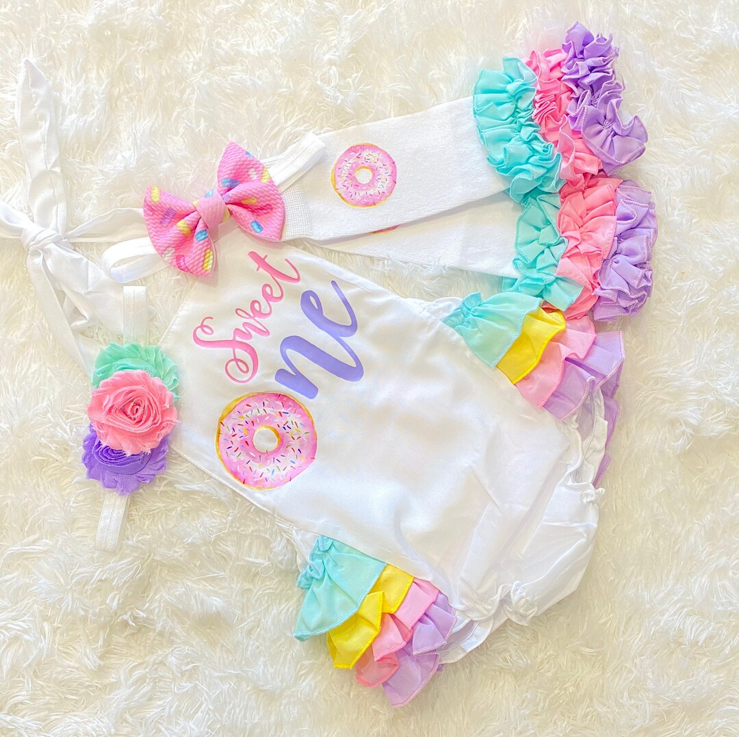 Girls Donut 1st Birthday Outfit- Donut Romper - Sweet One Donut Outfit ...