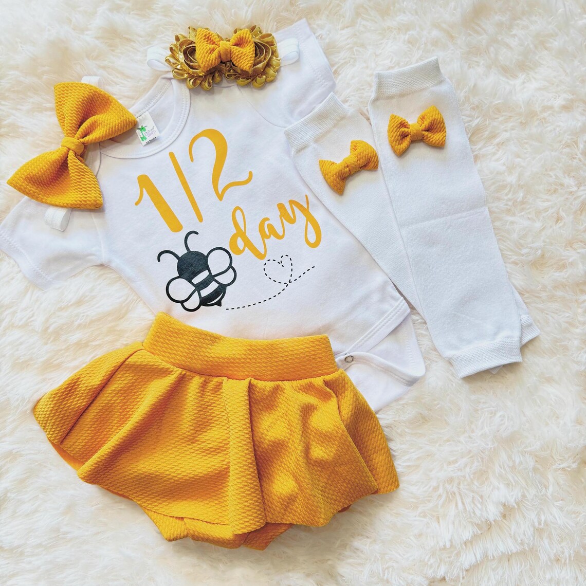 Girls Half Beeday Outfit - Girls Bee Half Birthday - Bee Six Month ...
