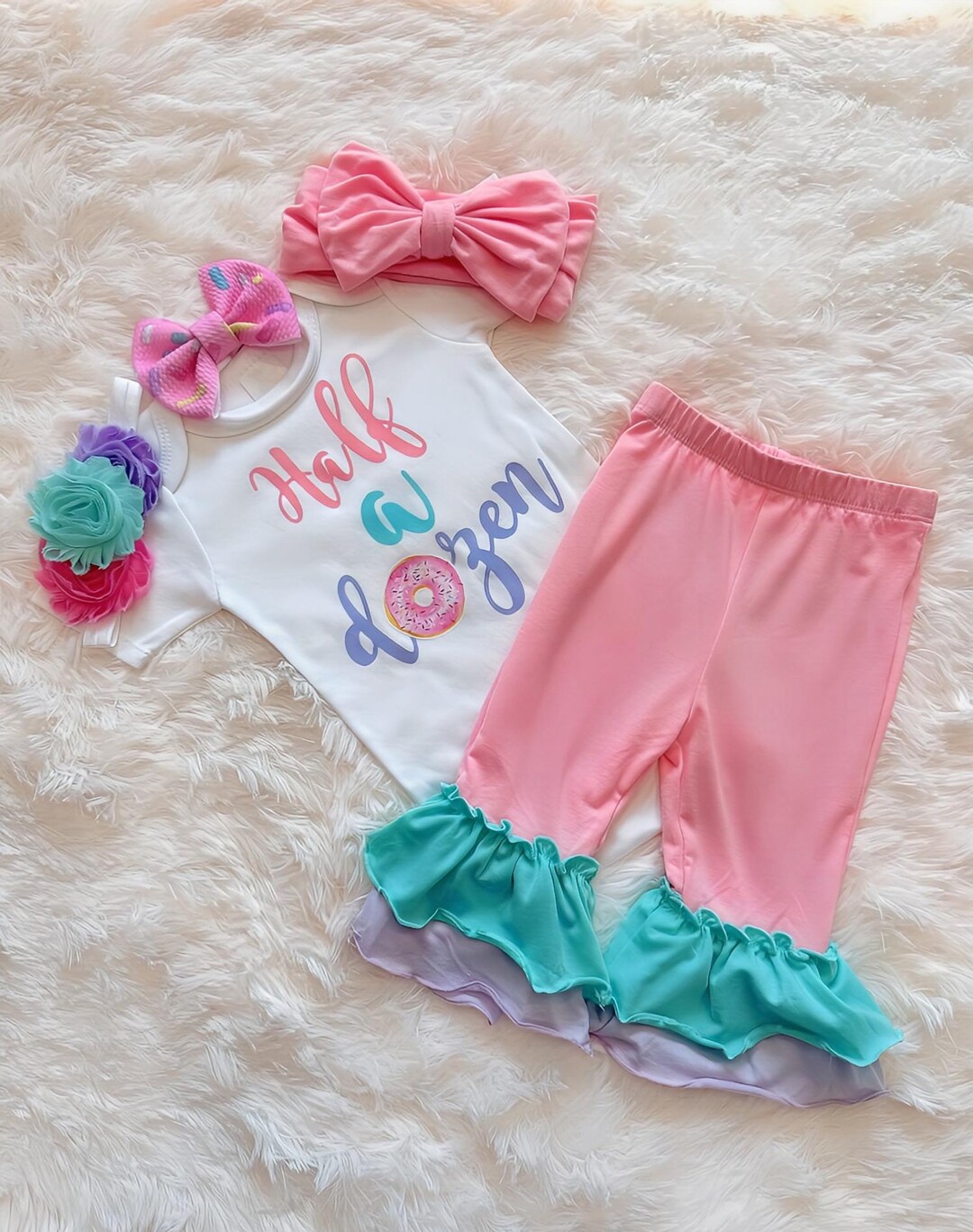 Girls Half a Dozen Outfit -girls Halfway to One Donut Outfit - Girls ...