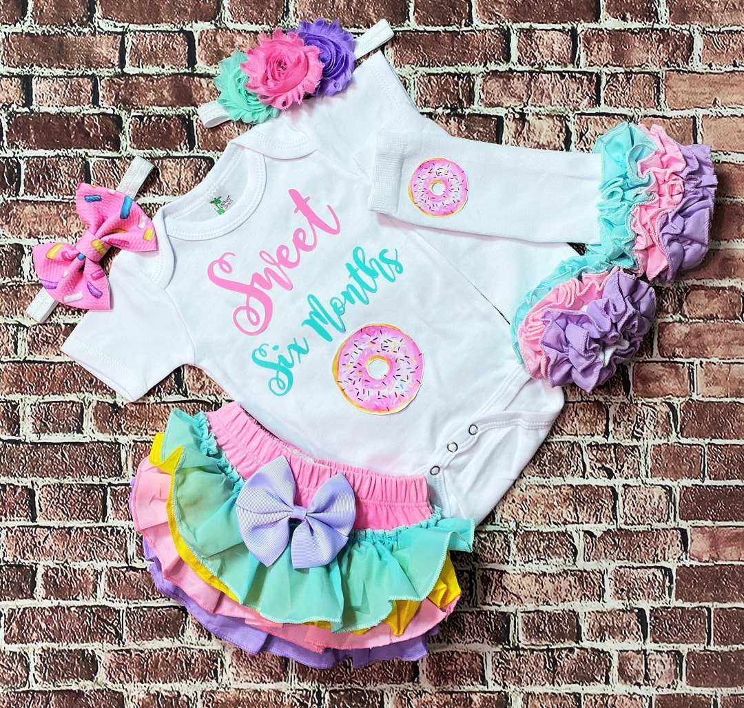 Girls Donut Six Month Outfit, Girls 6 Month Birthday Outfit, Girls ...