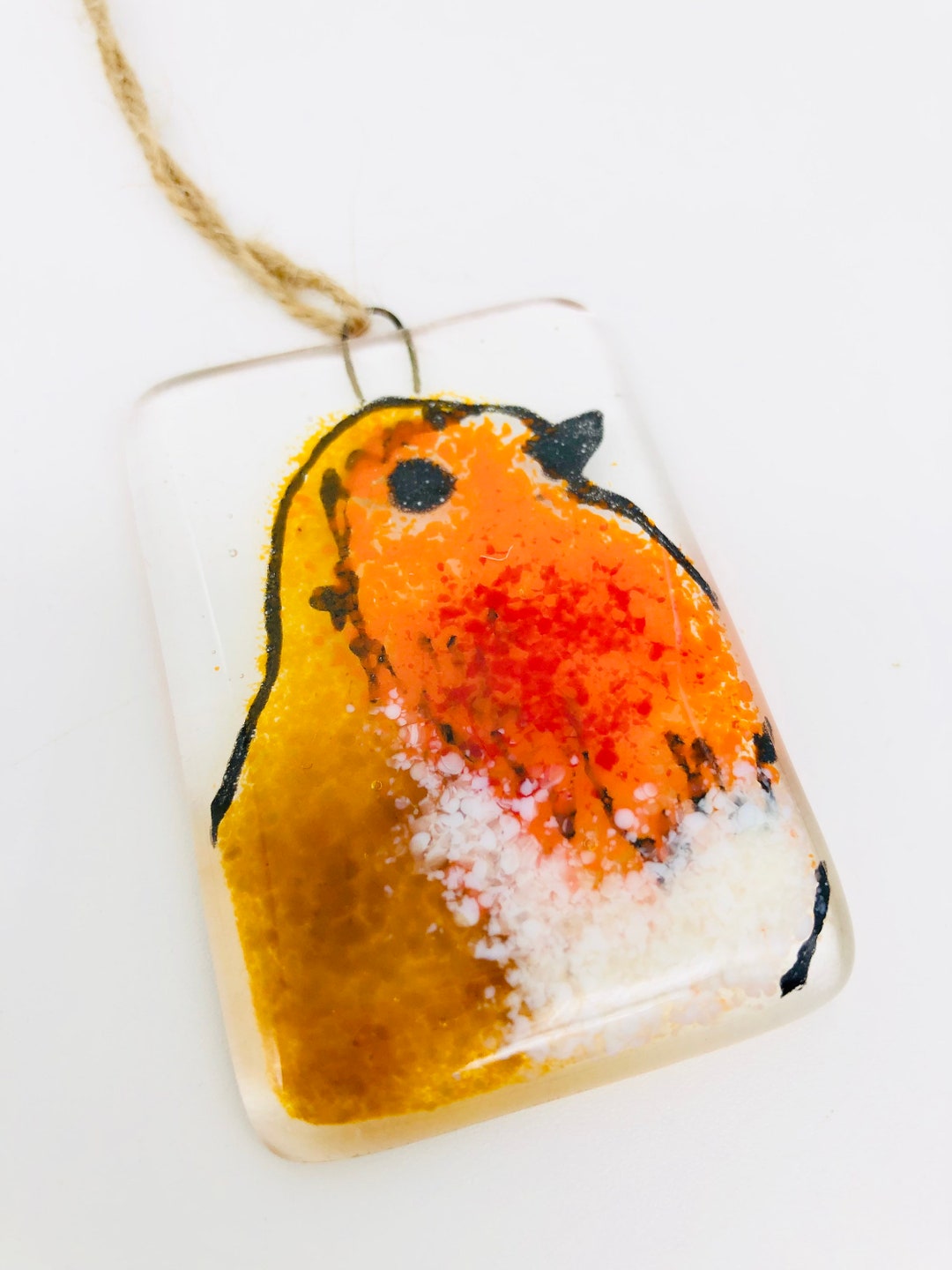 Fused Glass Robin, Robin Redbreast, Robin Sun Catcher, Robin Hanger ...