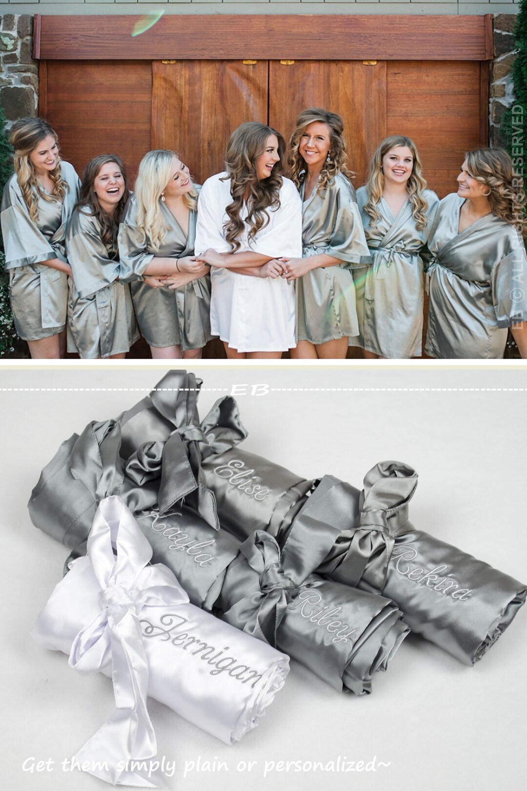 Slumber Party Robes, Gray Bridesmaid Robes, Monogram Bridesmaid Gift ...