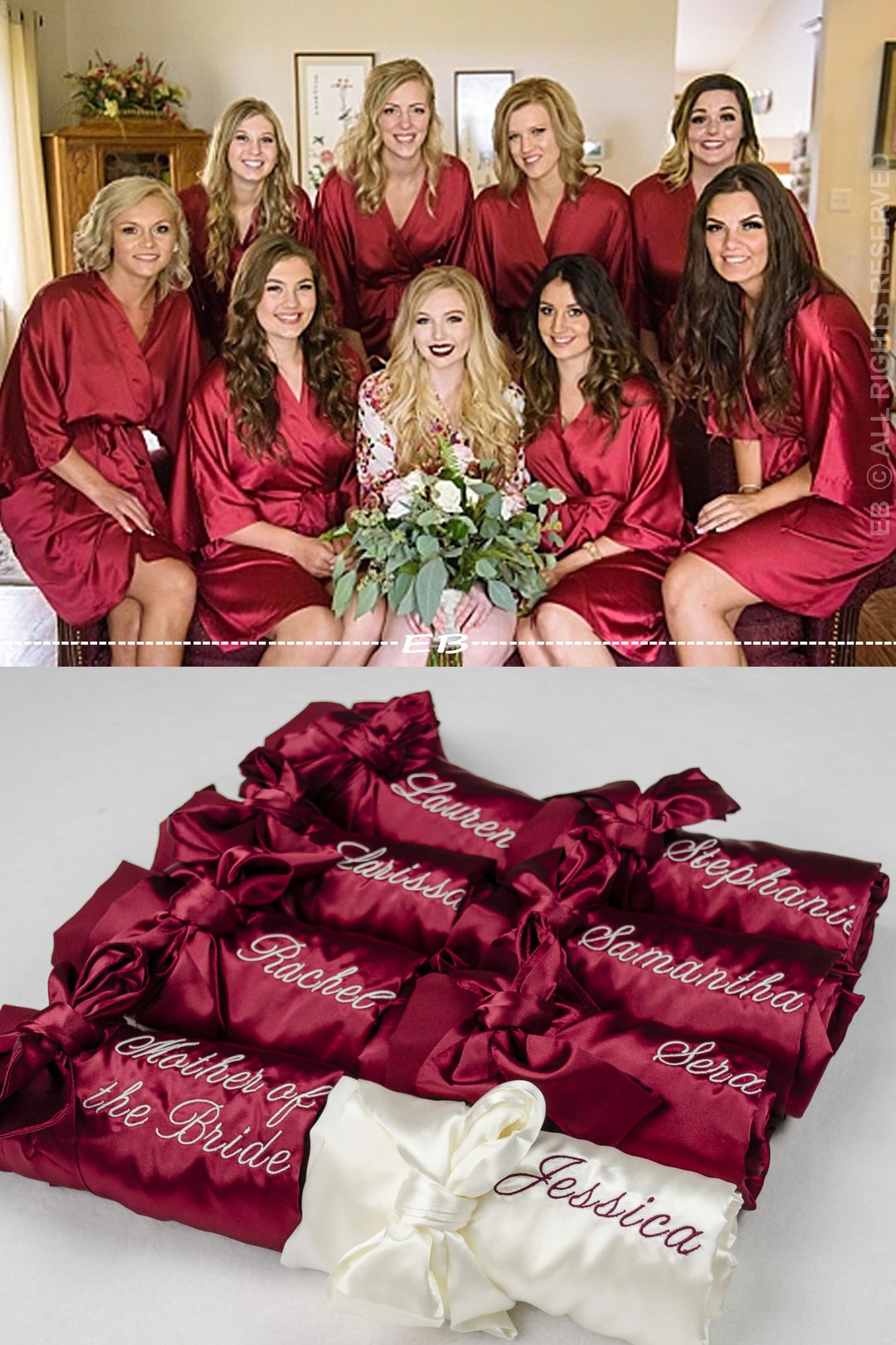 Burgundy Bridesmaid Robes, Bride's Team Robes, Bride's Babes Robes ...