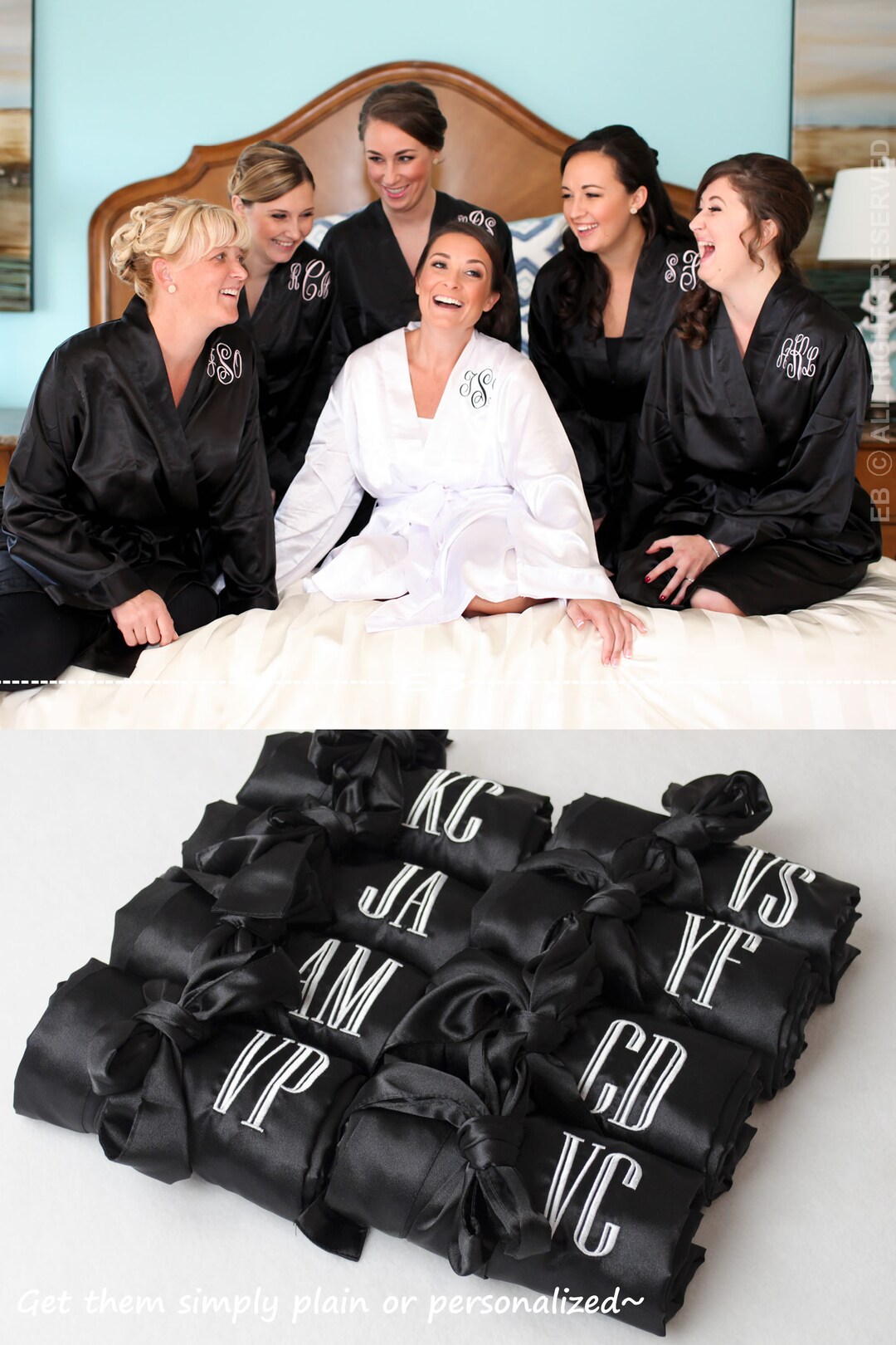 Black Bridesmaid Robes, Monogram Bridesmaid Gift, Bachlorette Party ...