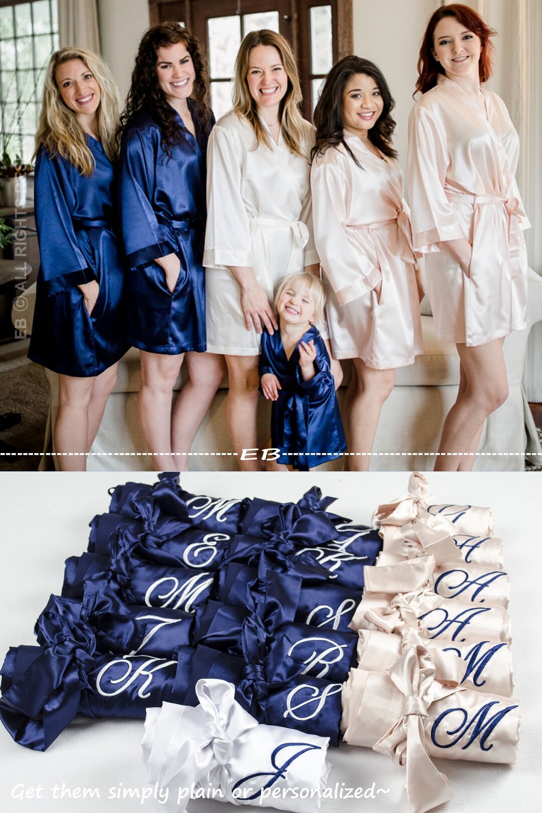 Bridesmaid Robes Solid Satin Set of - Etsy