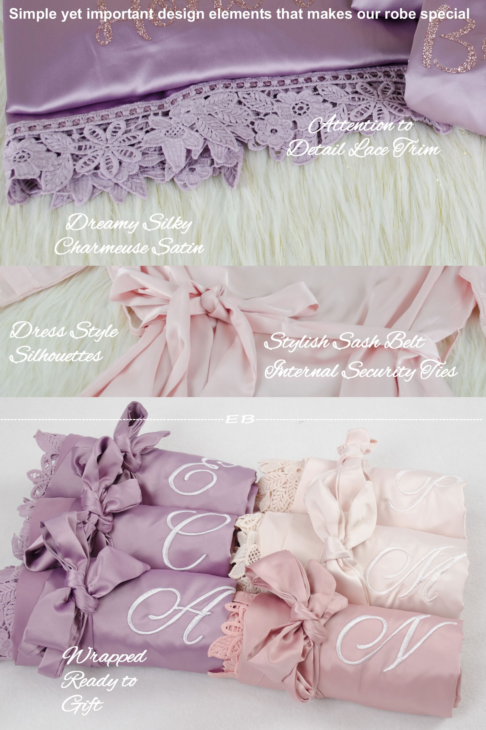 Mauve Purple Lace Robe Bridesmaid Dusty Rose Robe Gift for - Etsy