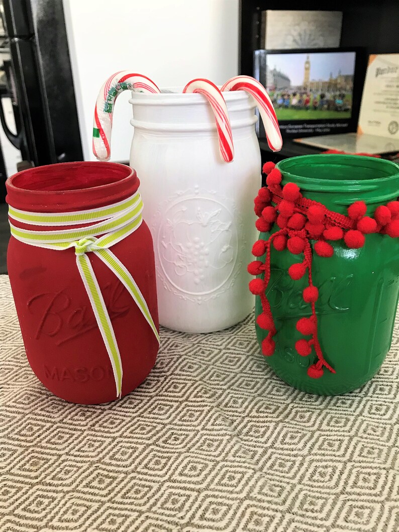 3-piece Christmas Ball Jar Decorations - Etsy