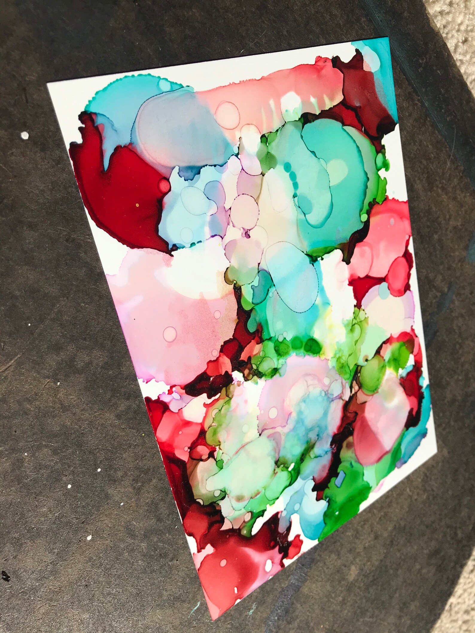 Original Abstract Alcohol Ink on Vinyl Cards - Etsy