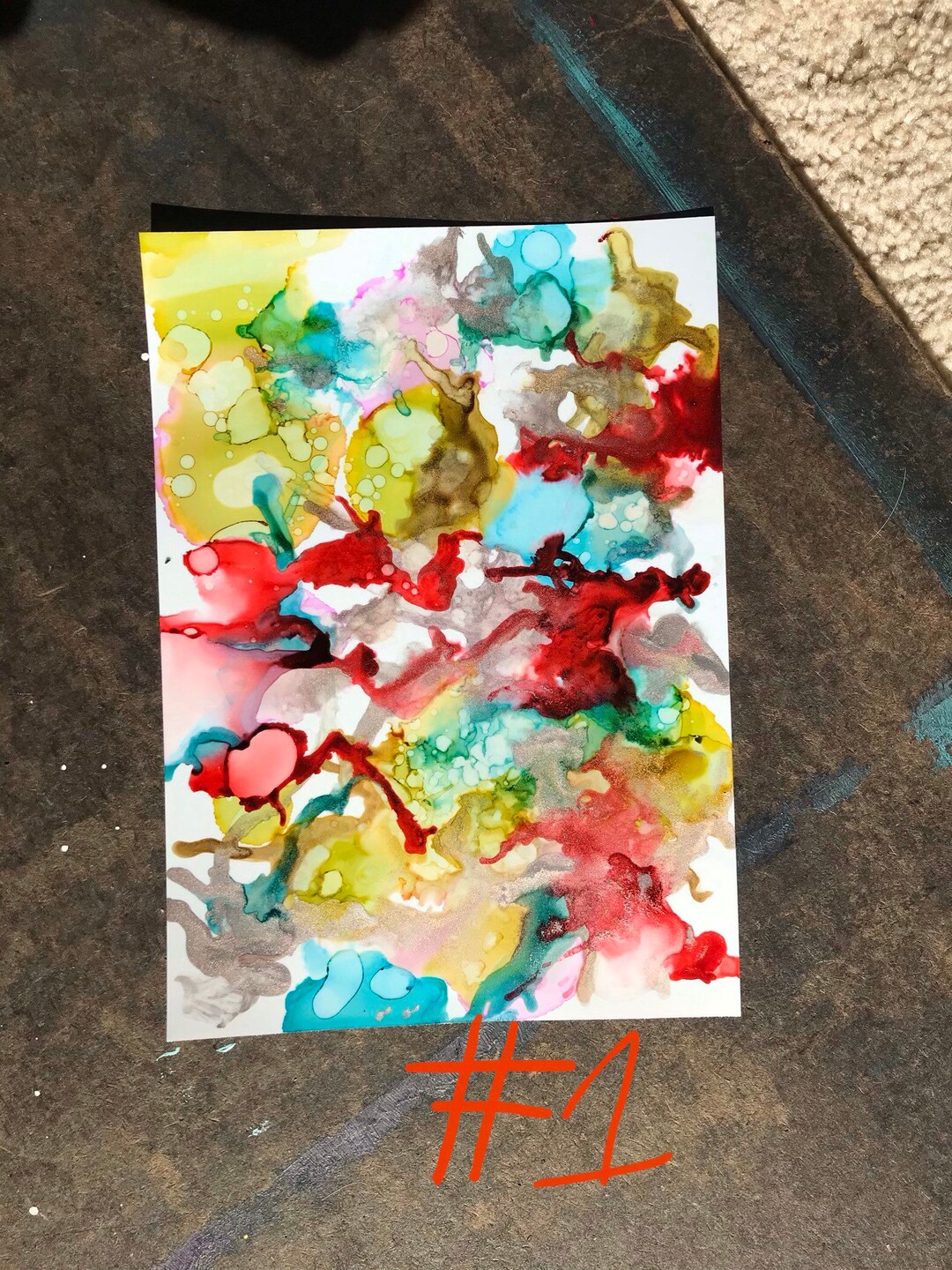 Original Abstract Alcohol Ink on Vinyl Cards - Etsy