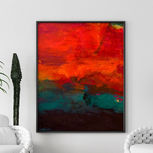 Red Abstract Art - Etsy