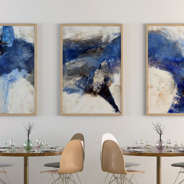 Arte abstracto azul - Etsy España