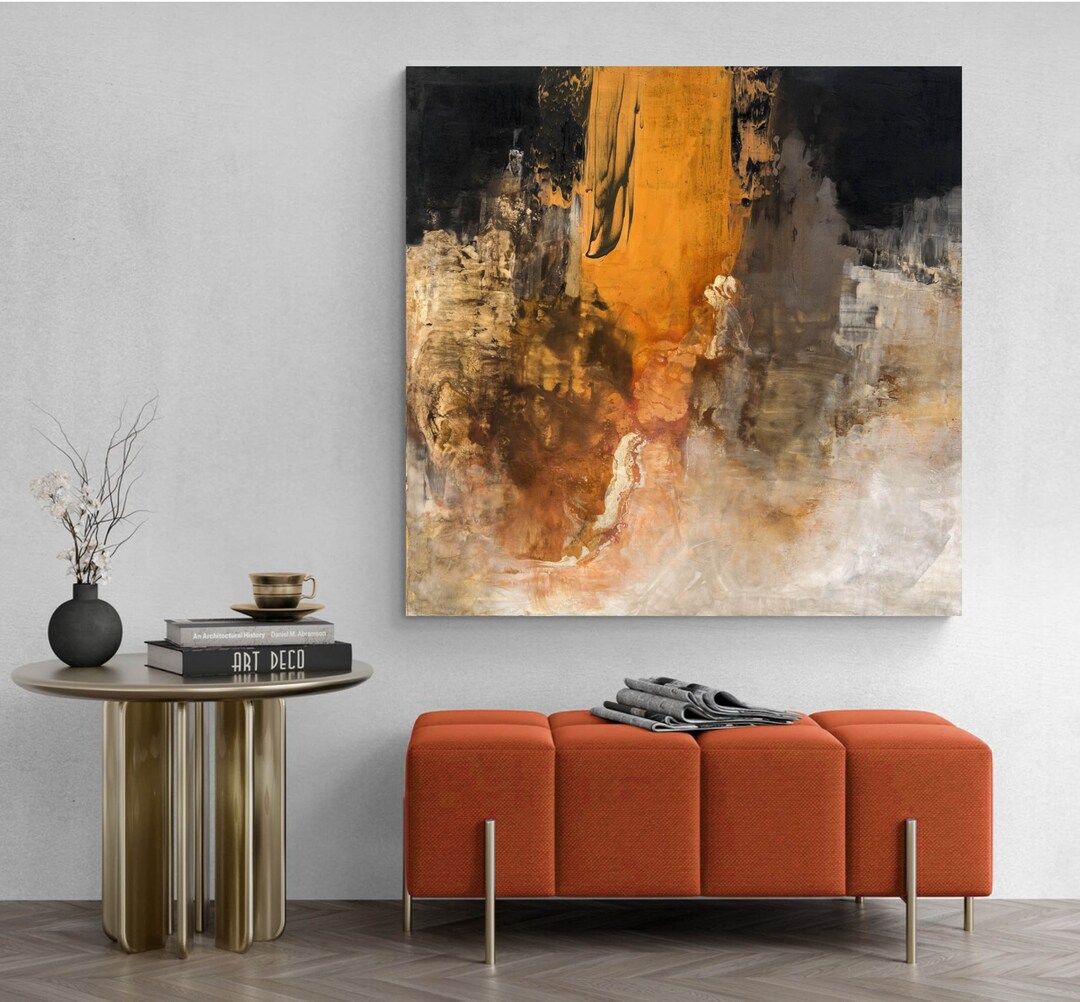 Copper Abstract Painting Print Copper Painting Copper Wall Art Black ...