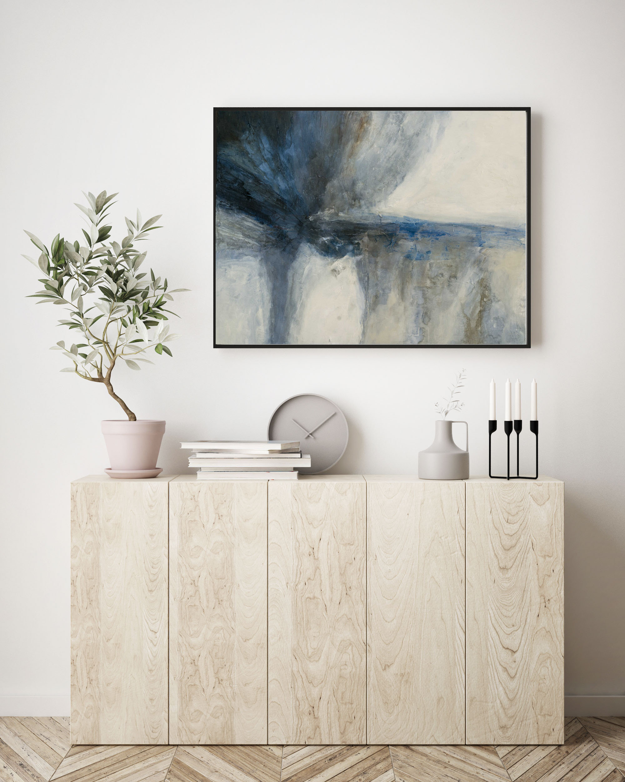 Navy Blue Art Print, Abstract Art Paintings, Handcrafted Textured Paint ...