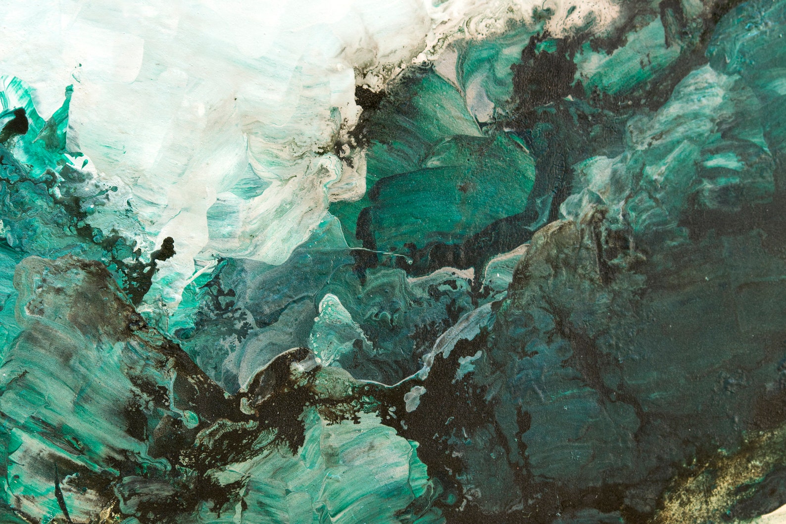 Emerald Green Abstract Wall Art, Silver Leaf Painting, 40x40 - Etsy