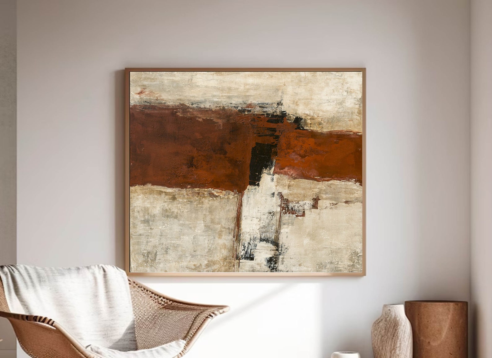 Burnt Orange Painting, Abstract Painting Burnt Orange, Oversized ...