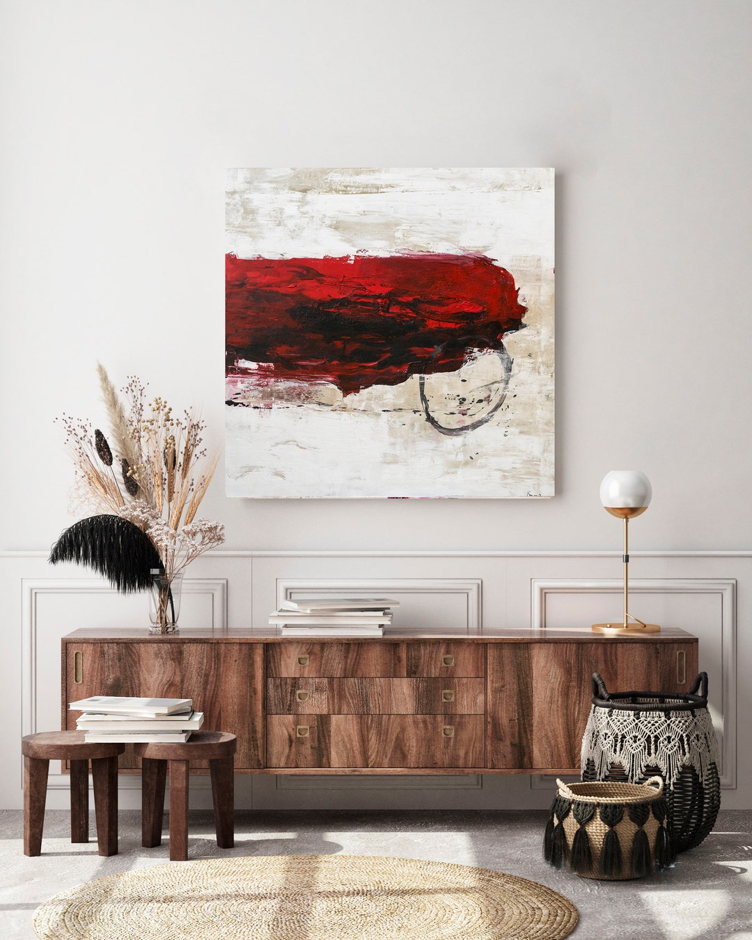 Red Wall Art, Large Original Red Abstract Painting, Modern Abstract ...