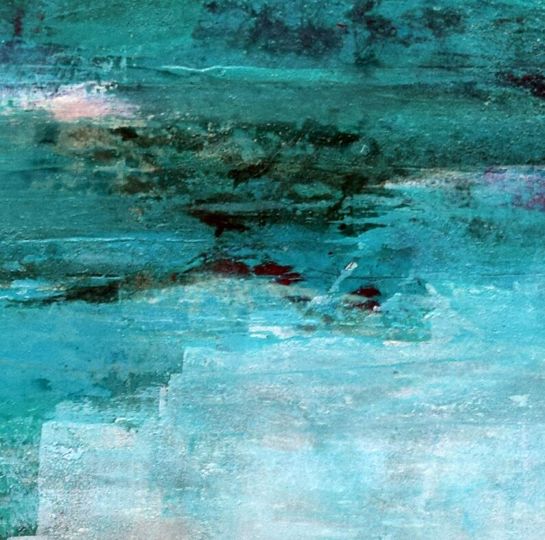 Turquoise Painting, Turquoise Painting Modern Abstract Artwork Wall Art ...