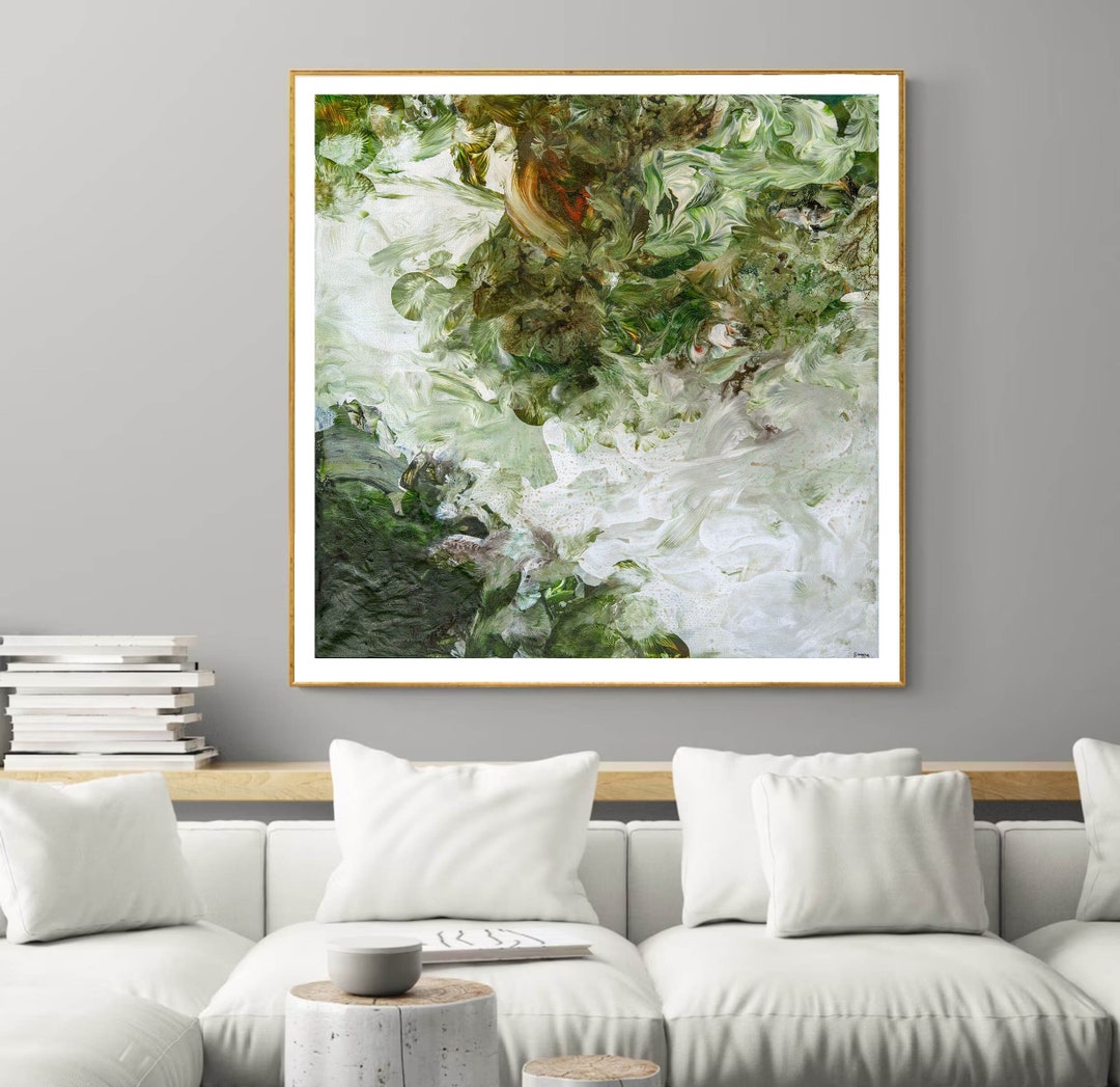 Abstract Print Green White, Bright Green Abstract Art Print, Bright ...