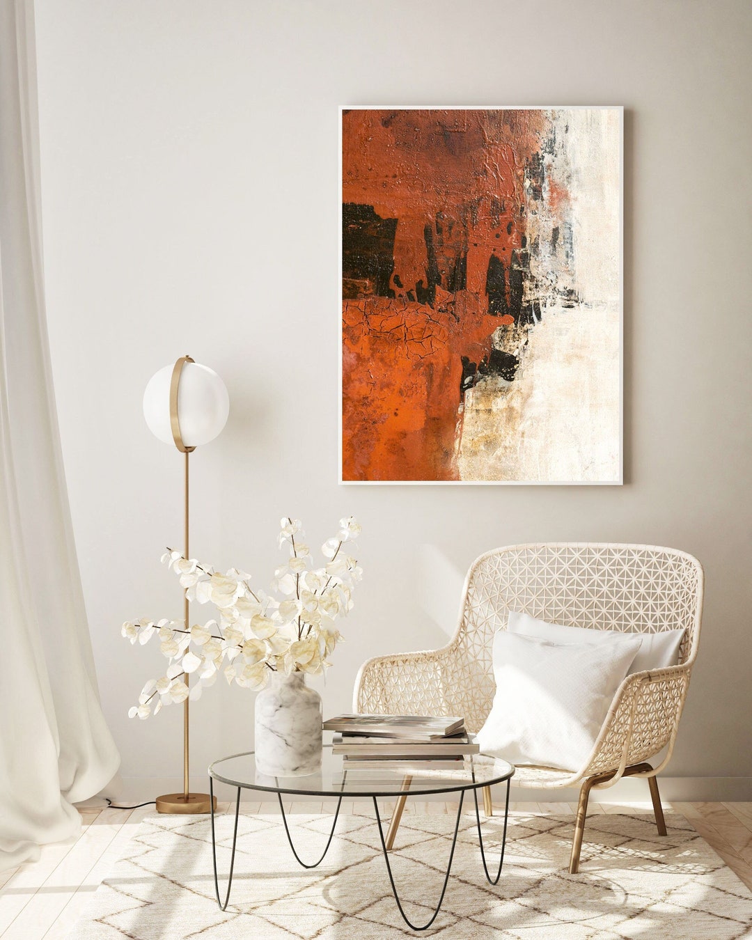 Terracotta Wall Art, Terracotta Abstract Art Print, Fine Art Painting ...