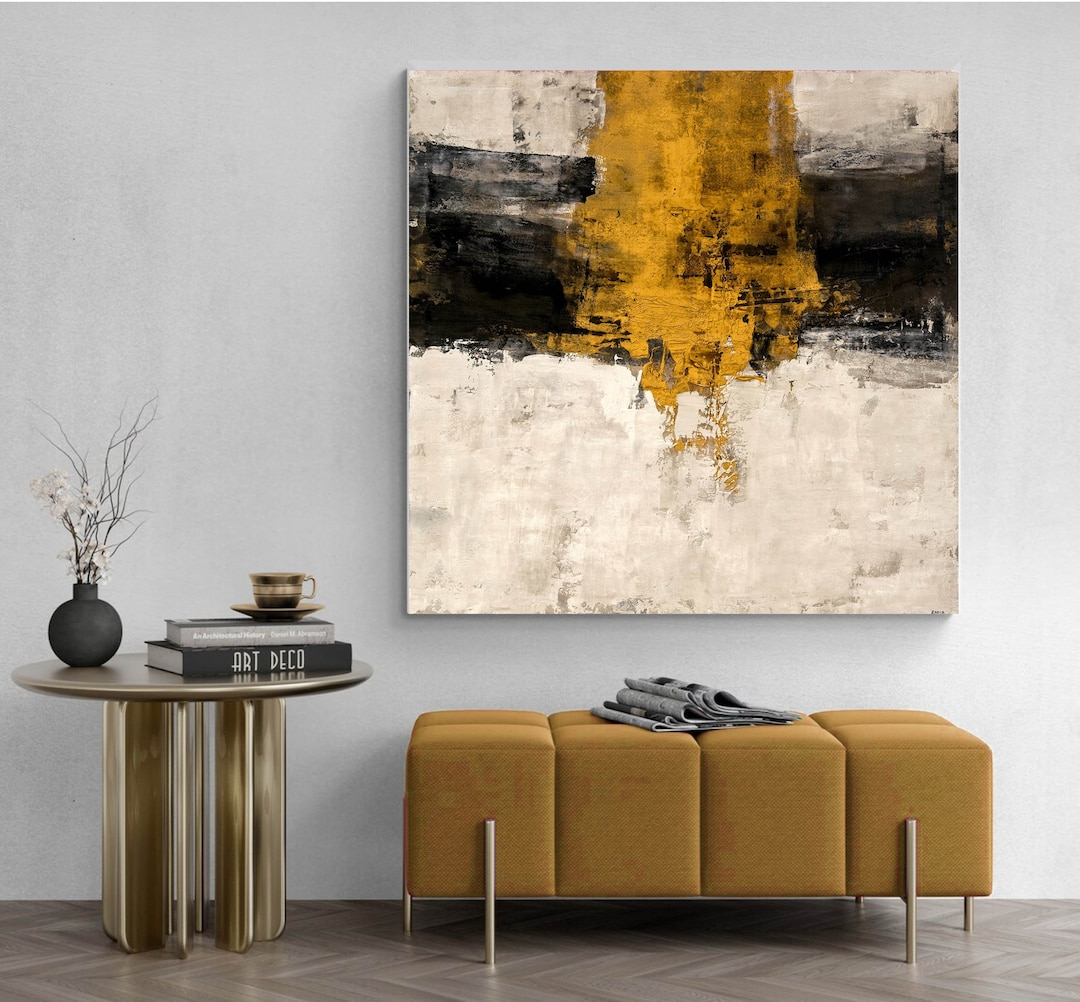 Gold Wall Art Large, Gold Abstract Painting, Large Gold Abstract ...