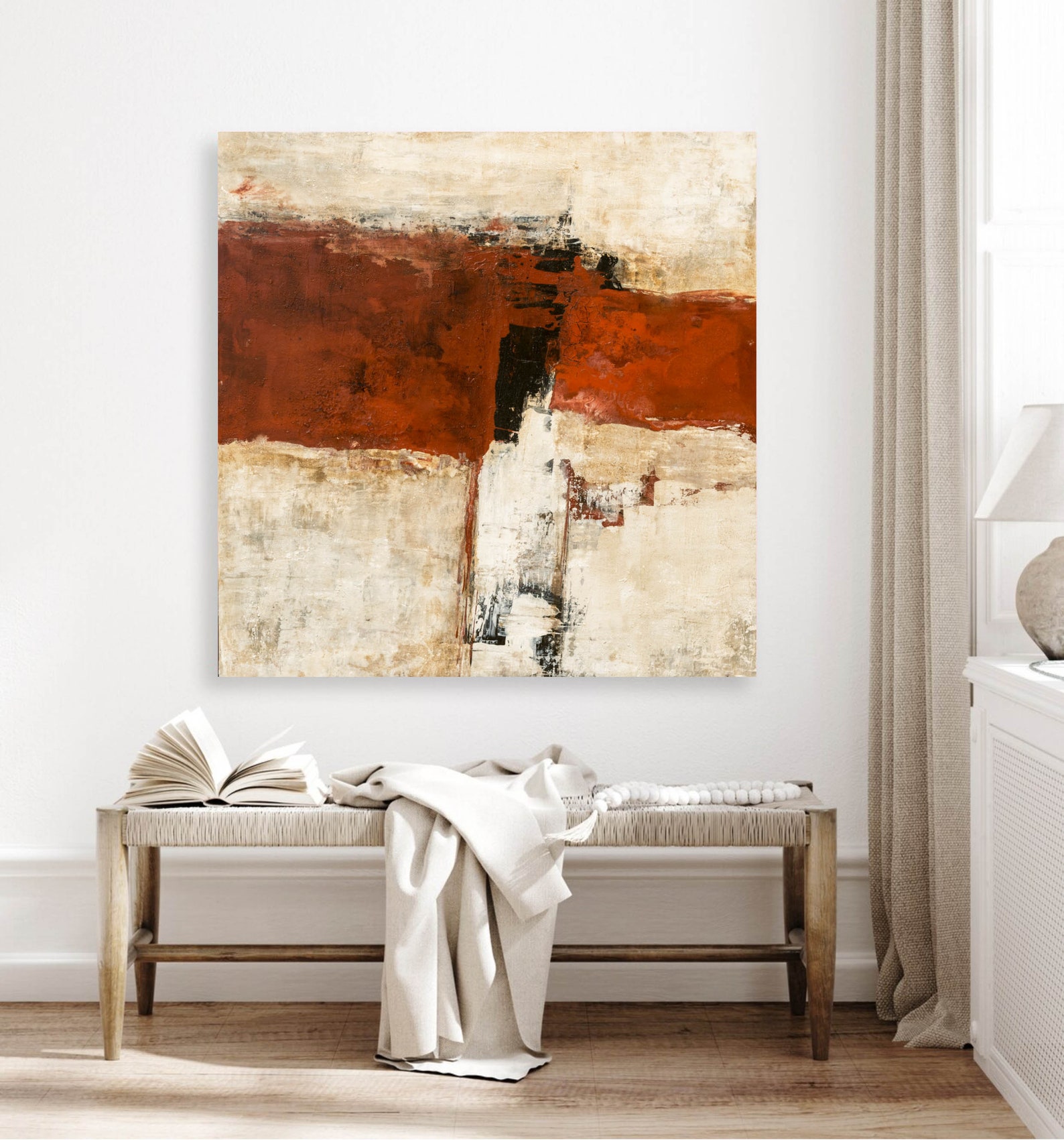 Burnt Orange Painting, Abstract Painting Burnt Orange, Oversized ...