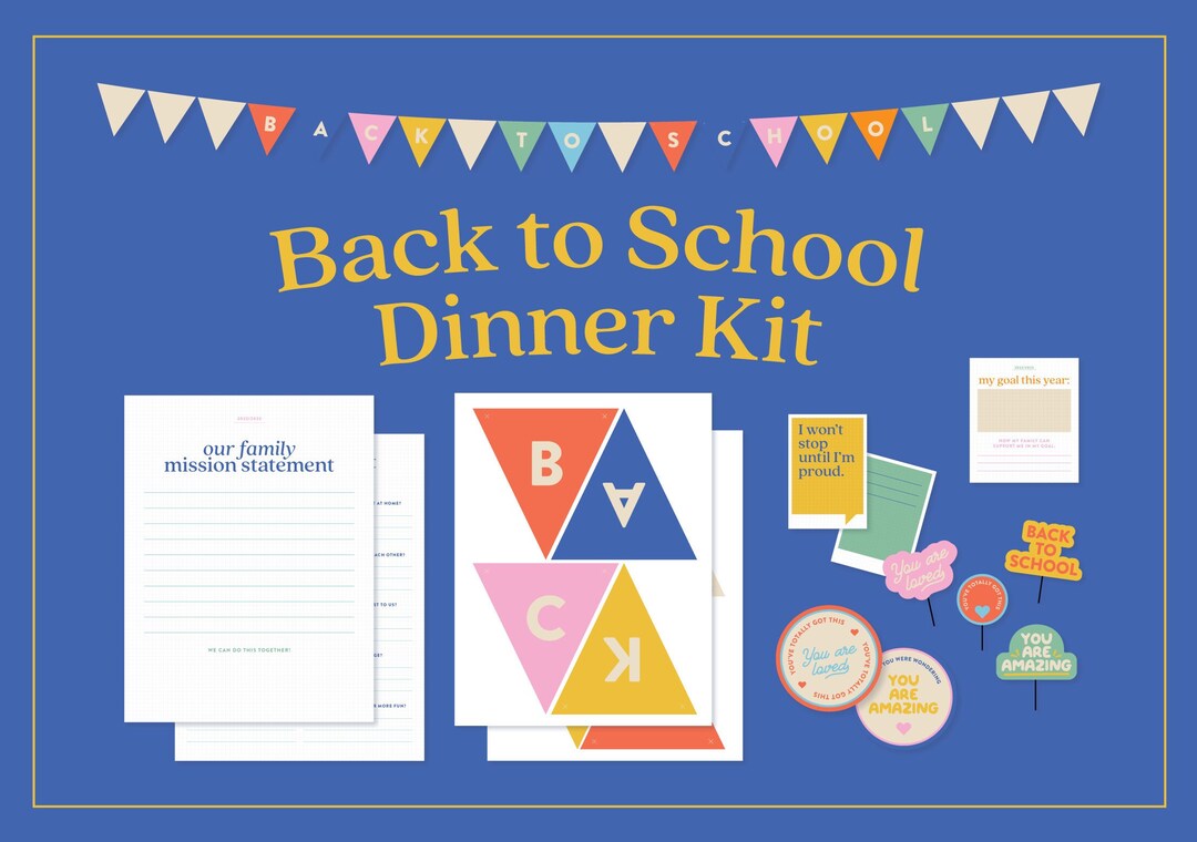 Back to School Dinner Kit | Place Cards, Goal & Affirmation Cards ...