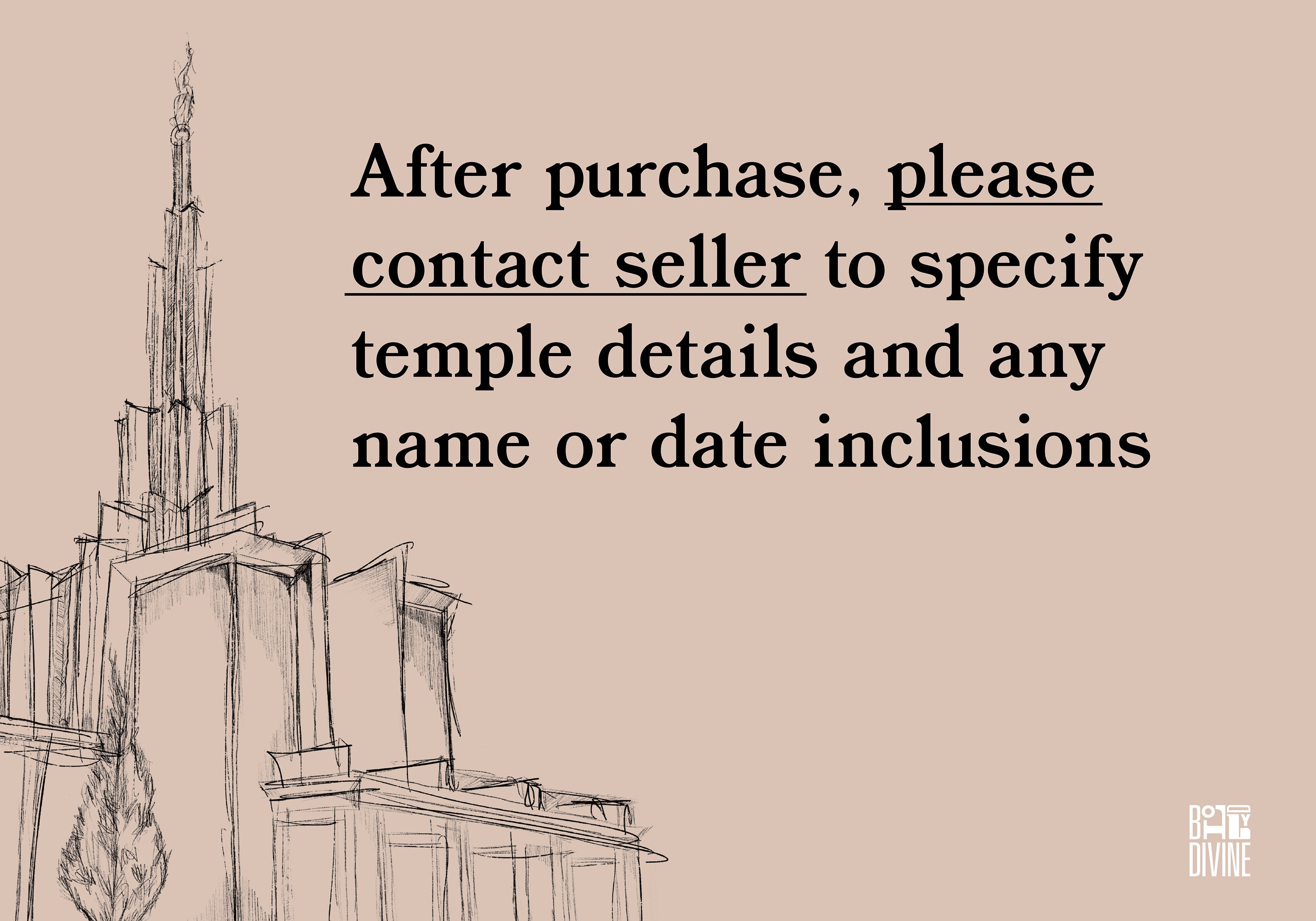 CUSTOM Sketch LDS Temple 8x10 Print - Minimalist Modern Digital Pencil ...