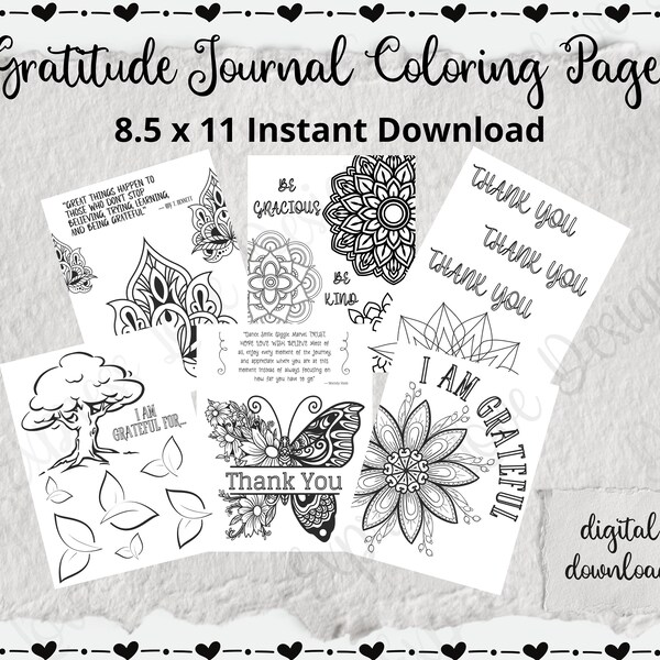 Gratitude Journal Coloring Pages - Etsy