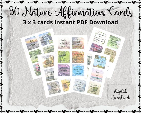 30 Printable Affirmation Cards Inspirational Notecards | Etsy
