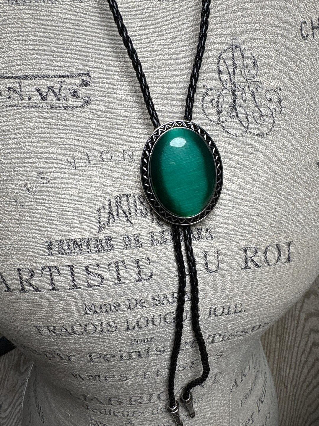 Vintage Men’s Green Tiger Eye Bolo Tie USA Made Western Cowboy Pendant ...