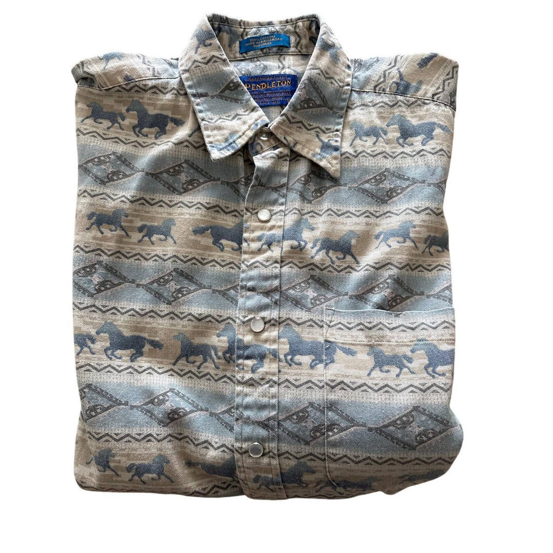 Pendleton Horse Print Western Shirt Women L/XL Aztec Cowboy RN22685 ...