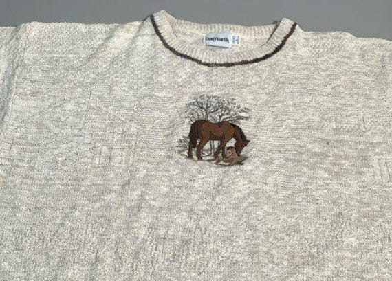 RARE Vintage BonWorth Horse Knit Short sleeve sweater… - Gem