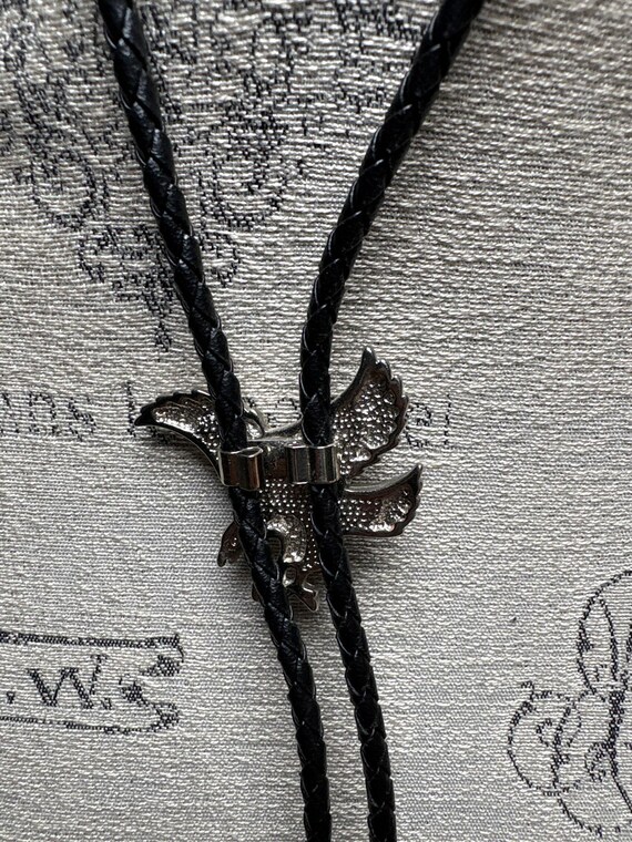 Unisex Eagle Bolo Tie Turquoise Inlay Braided Leather… - Gem