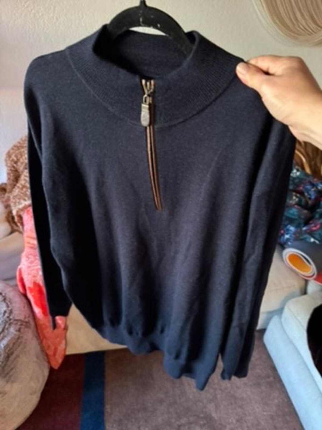 SOLD OUT Orvis Merino Donegal 1/4-zip Wool Navy Sweater - L - Etsy