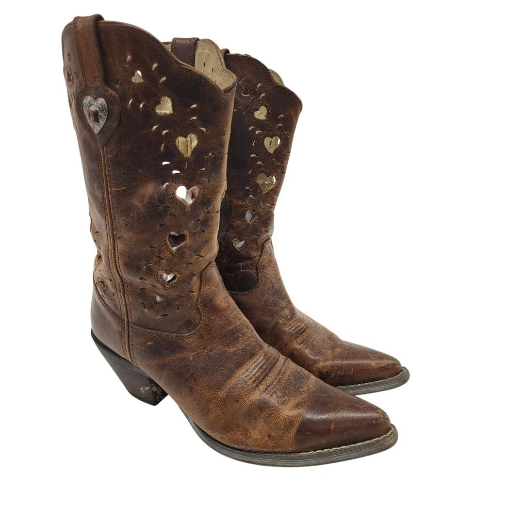 Vintage Durango Heart Concho Western Cowboy Boots - Etsy