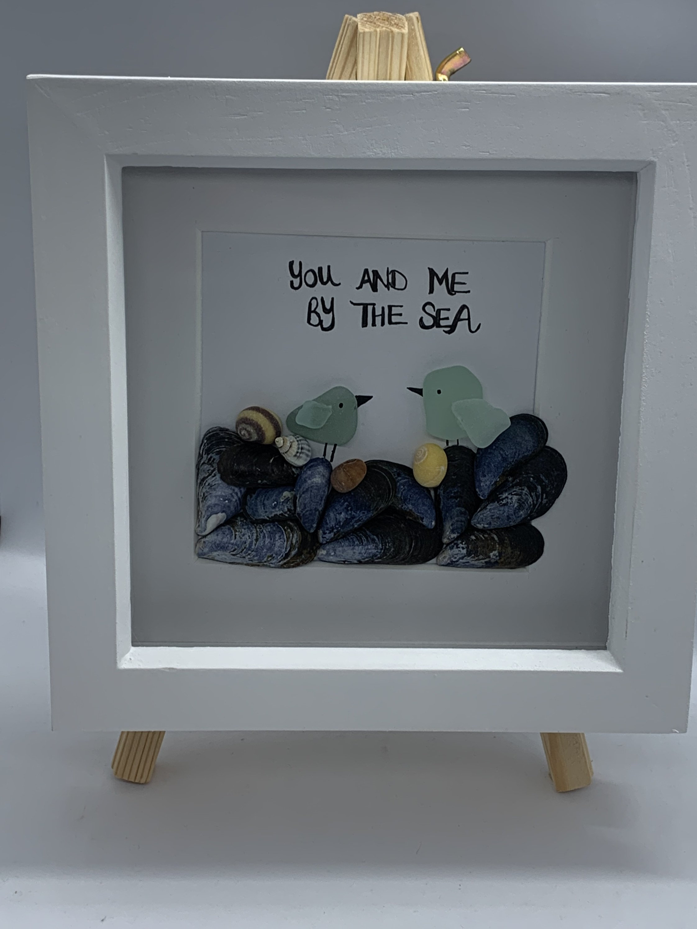 Cornish Sea Glass Art Frame You & Me by the Sea seashells Sea - Etsy