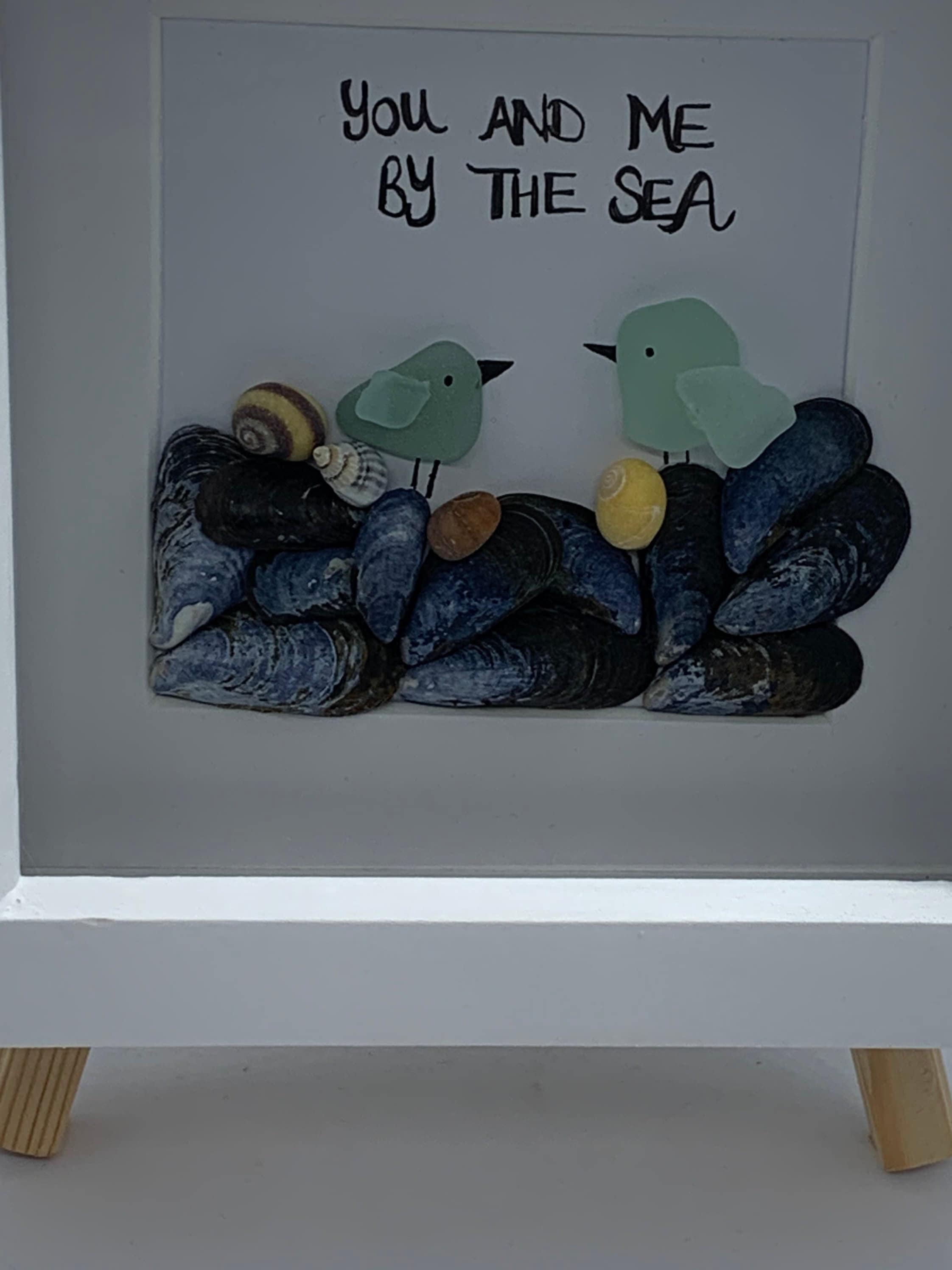 Cornish Sea Glass Art Frame You & Me by the Sea seashells Sea - Etsy