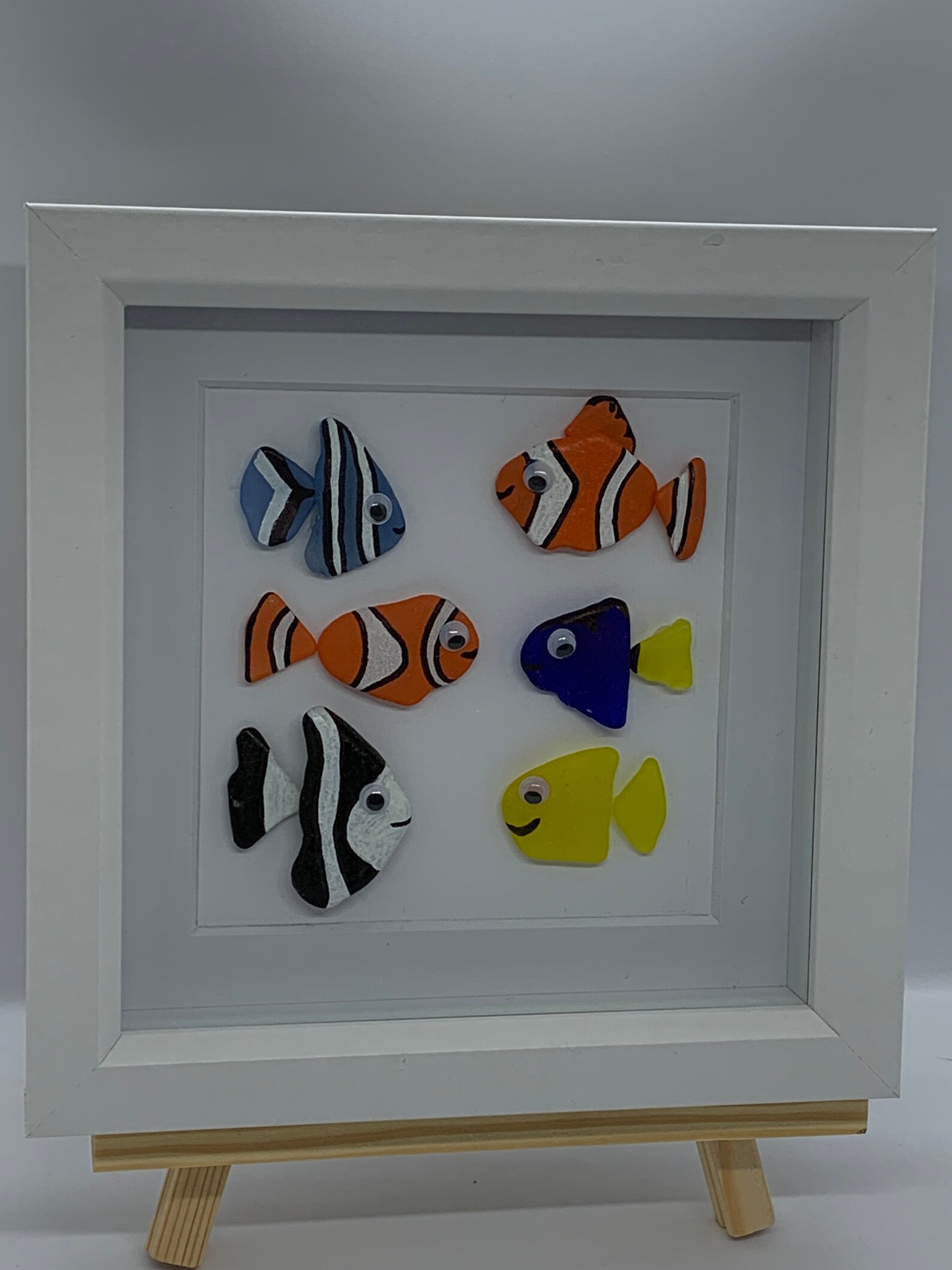 Sea Glass Art Frame Seaglass Funky Fish Handmade Cornwall | Etsy