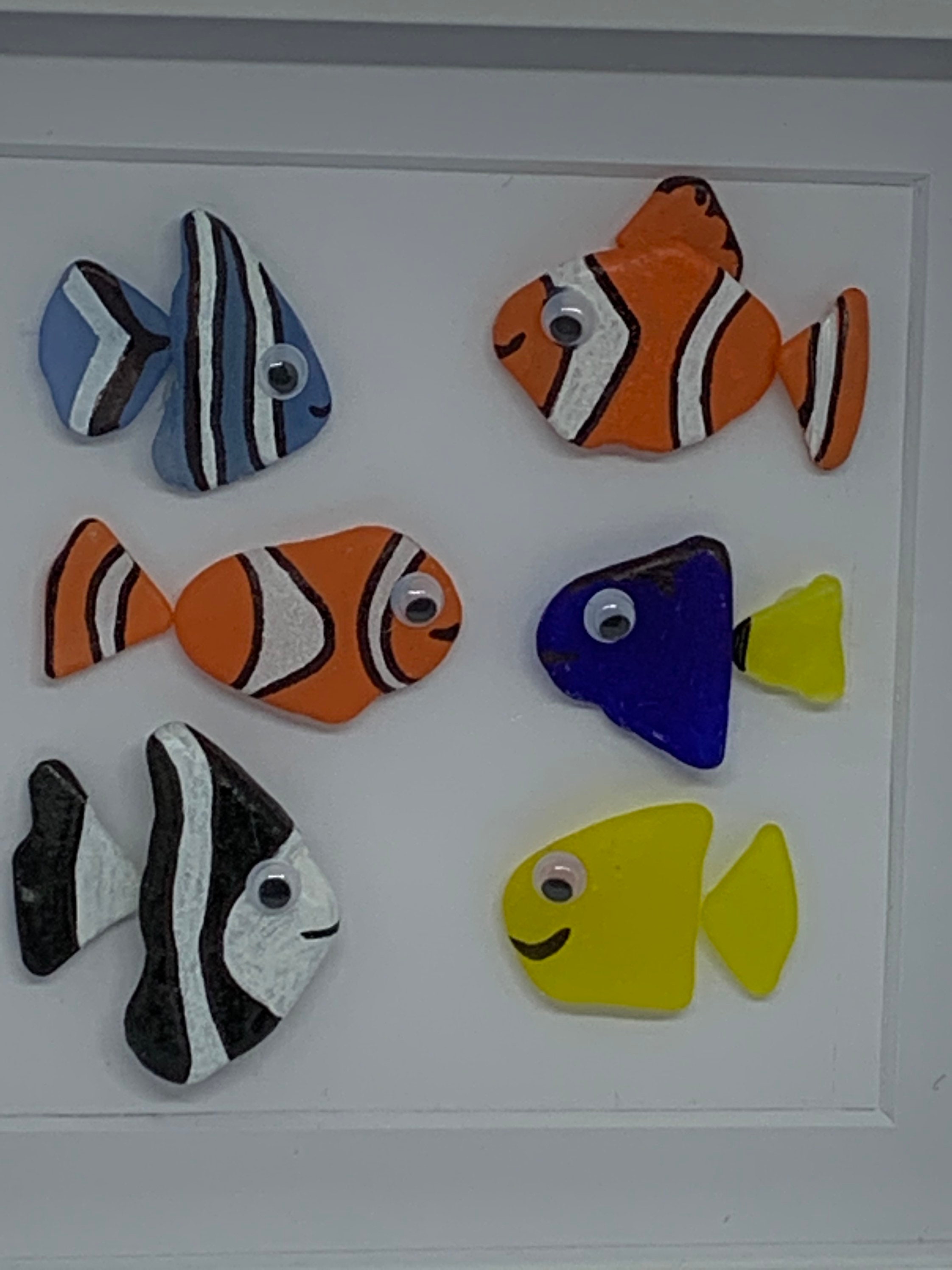 Sea Glass Art Frame Seaglass Funky Fish Handmade Cornwall | Etsy