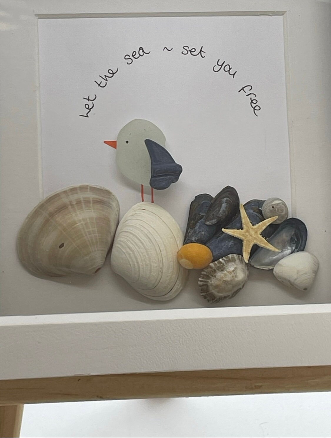 Cornish Sea Glass Art Frame Let the Sea Set You Free Coastal Scene ...