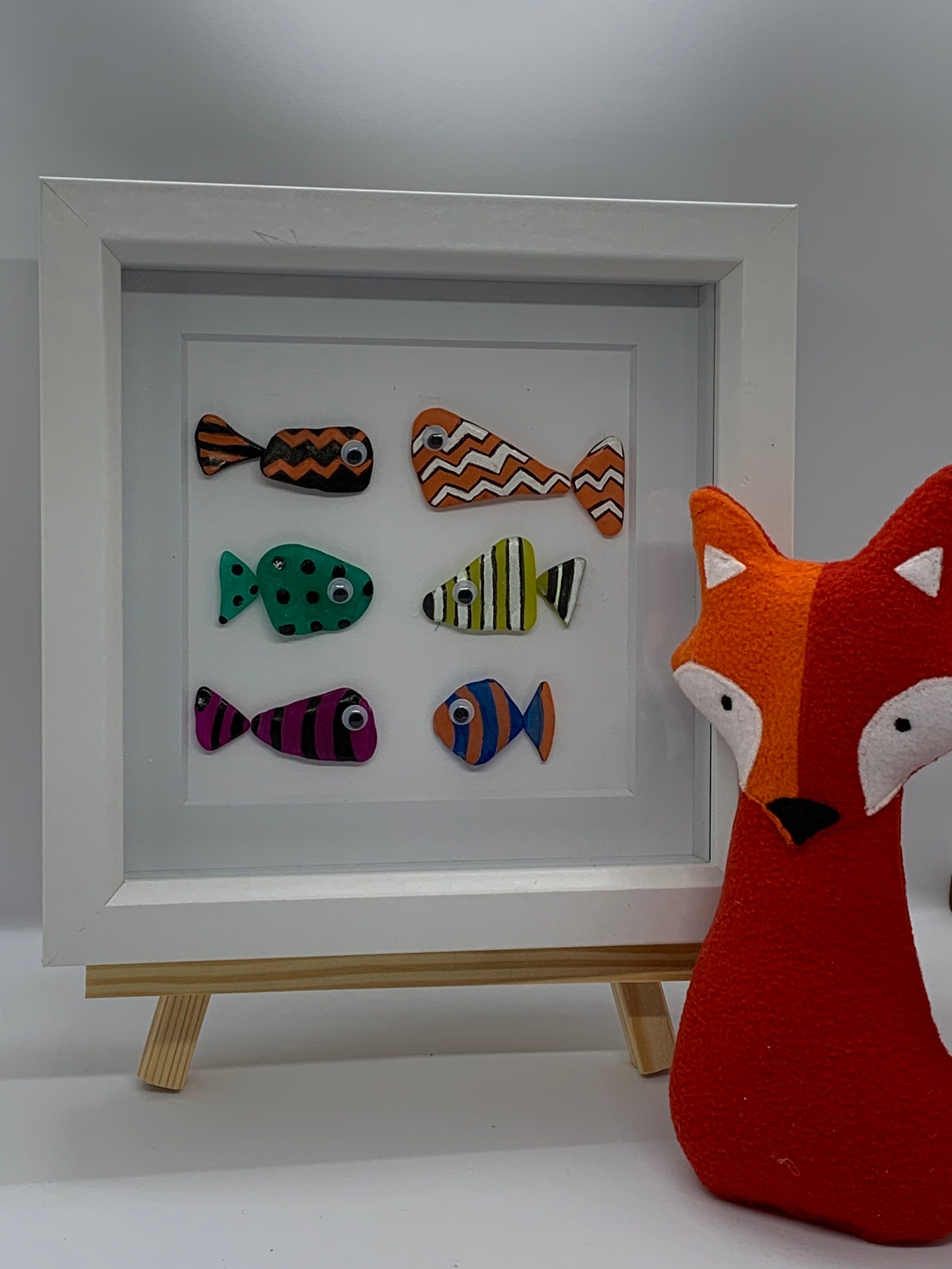 Sea Glass Art Frame Seaglass Funky Fish Handmade Cornwall | Etsy