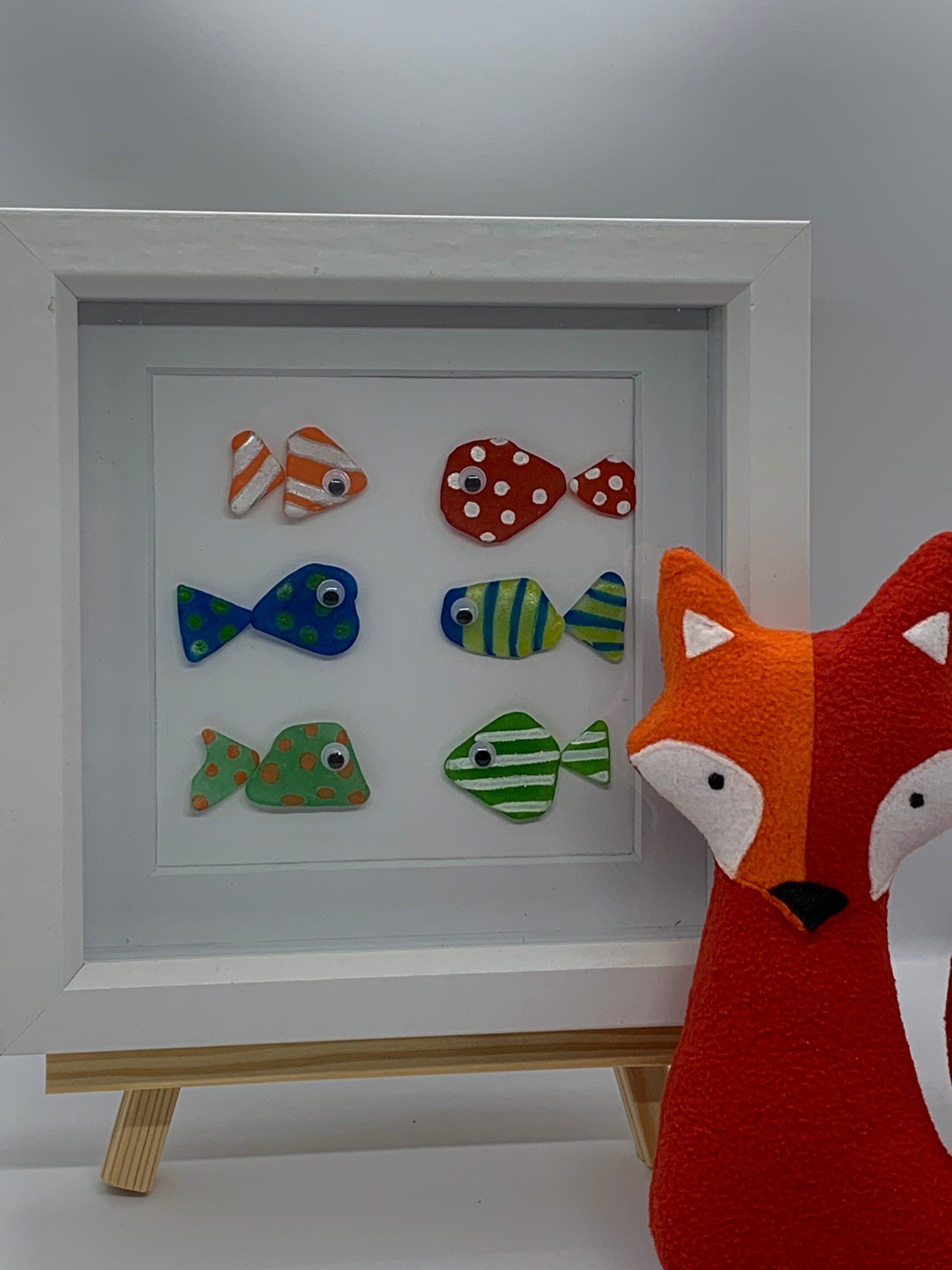 Sea Glass Art Frame Seaglass Funky Fish Handmade Cornwall | Etsy