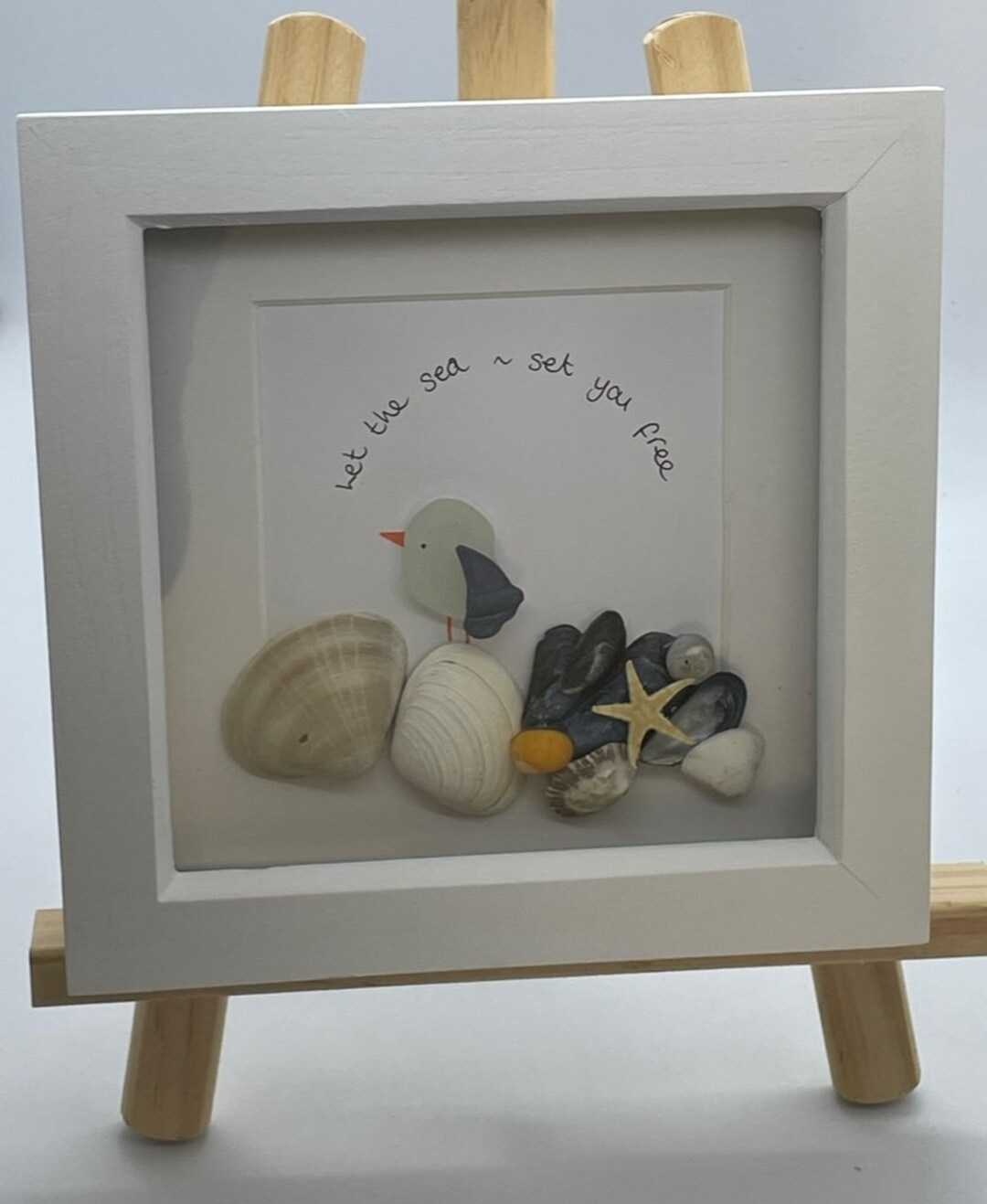 Cornish Sea Glass Art Frame Let the Sea Set You Free Coastal Scene ...